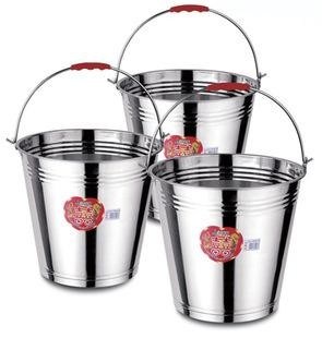 Silver Color Stainless Steel Water Bucket With Handle 7L / 9L / 10L ...