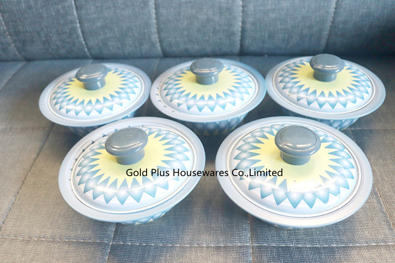 Indian colorful printed hand washing bowl sets and tray 5 pcs round dip ...