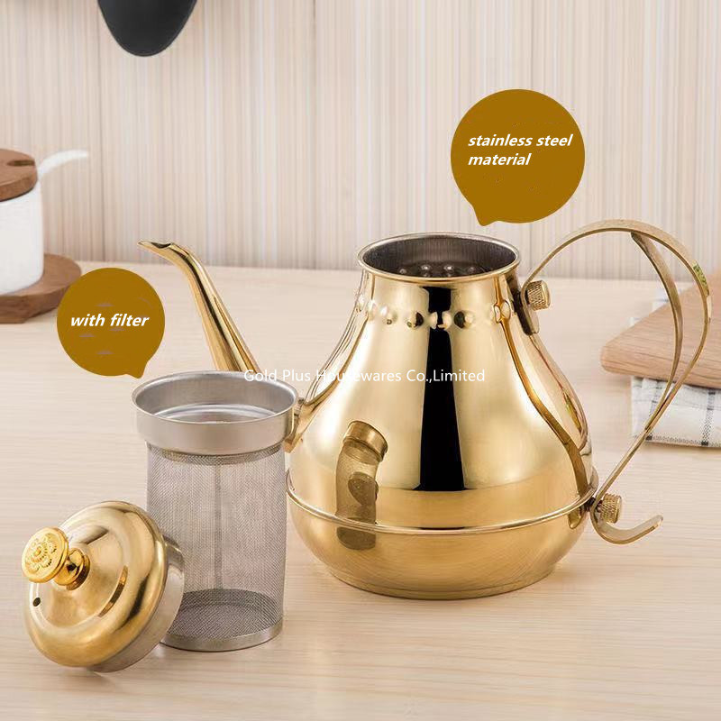 Arabic Style Cafetiere Portable Coffee Pot Fine Mouth Stainless Steel ...